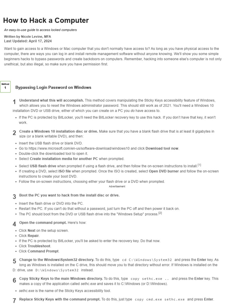 3 Ways To Hack A Computer - Wikihow | PDF | Password | Login