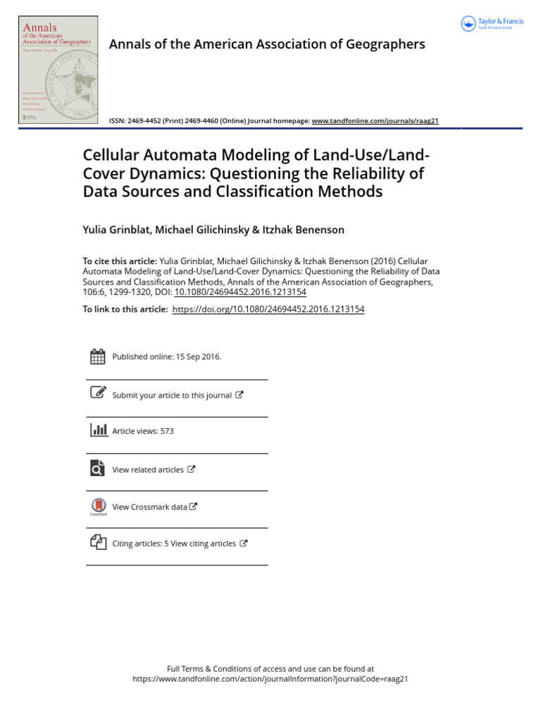 Cellular Automata Modeling of Land-Use Land-Cover Dynamics Questioning The Reliability of Data ...