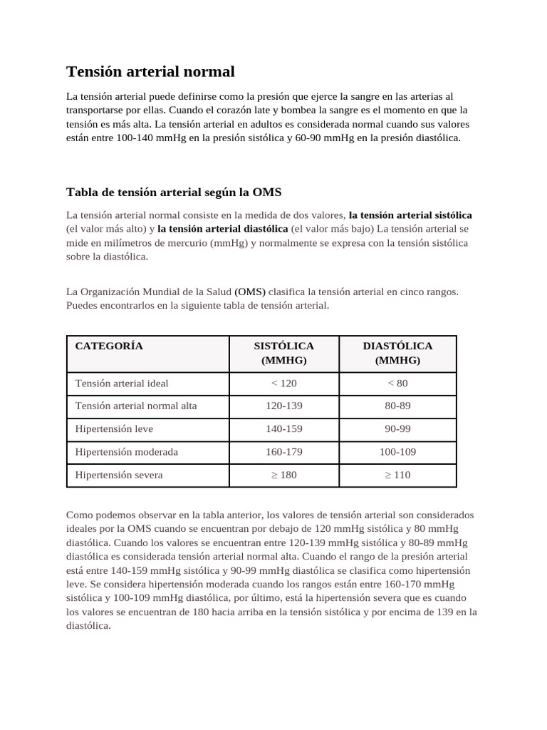 Tensión Arterial Normal | PDF