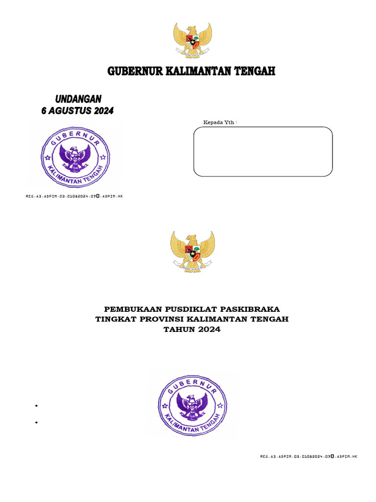 Undangan Pembukaan Pemusatan Diklat Paskibraka Tahun 2024 | PDF Undangan Pembukaan Pemusatan Diklat Paskibraka Tahun 2024 | PDF