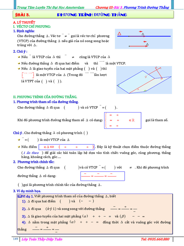 Bai Toan Phuong Trinh Duong Thang Diep Tuan | PDF | Teaching Methods & Materials