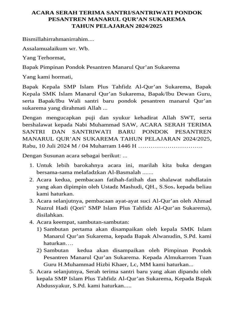 MC Serah Terima | PDF