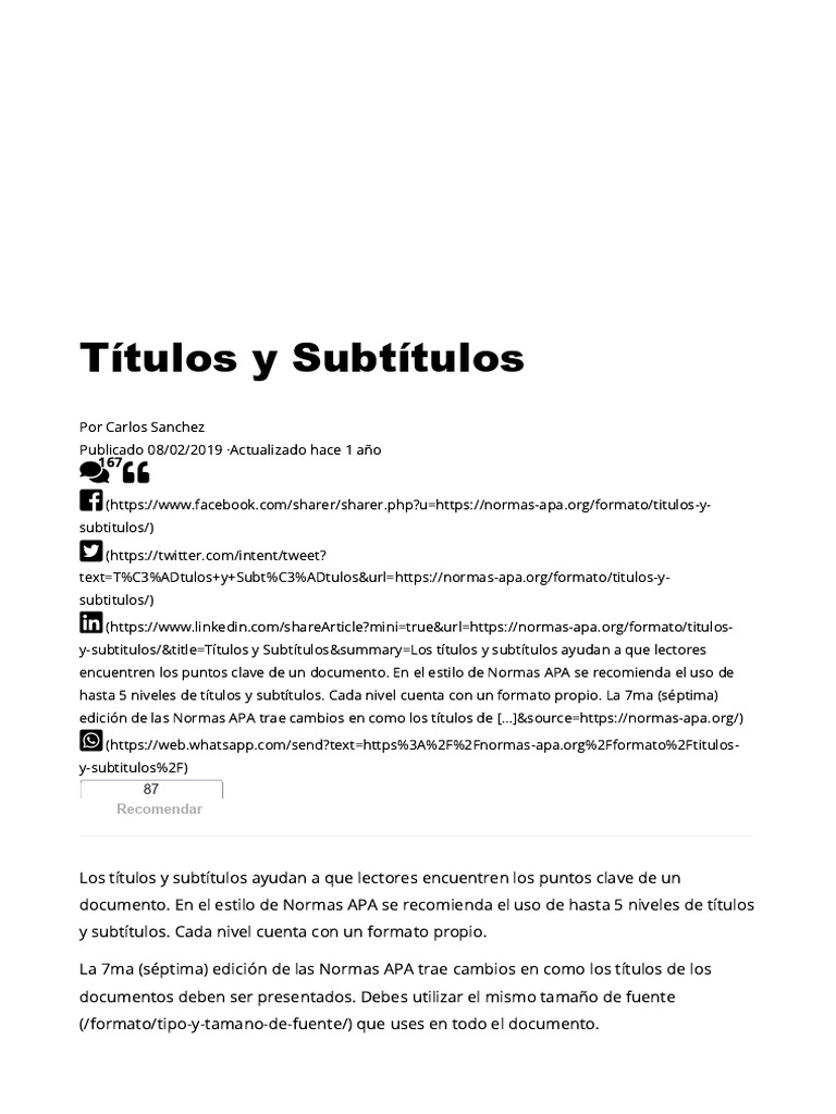 Títulos y Subtítulos - Normas APA | PDF