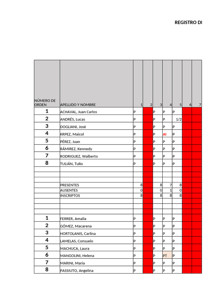 Planilla de Registro de Asistencia-Modelo - Tutorial | PDF