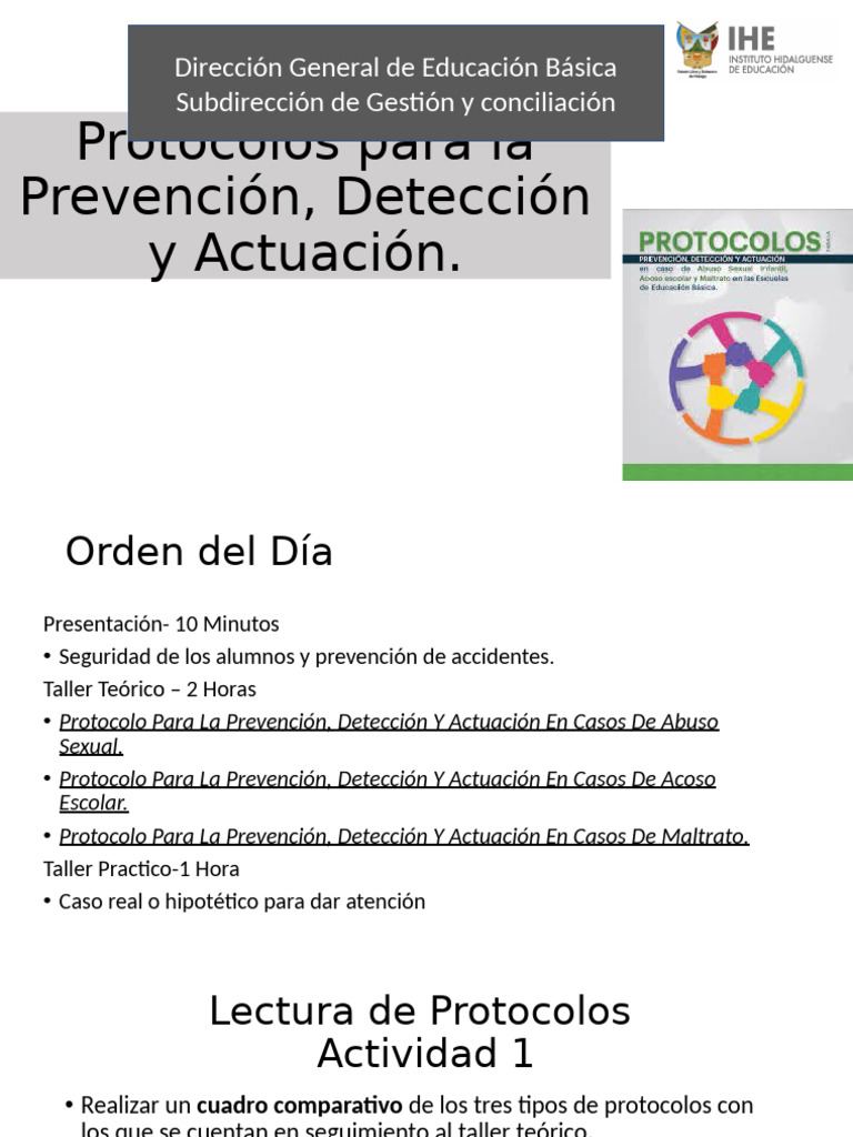 Protocolos para La Prevención, Detección y Actuación Presentación Practica | PDF
