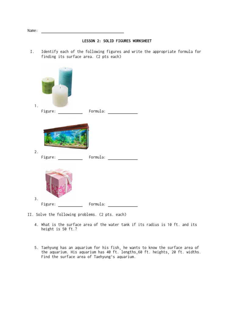 Solid Figures Worksheet 2 | PDF