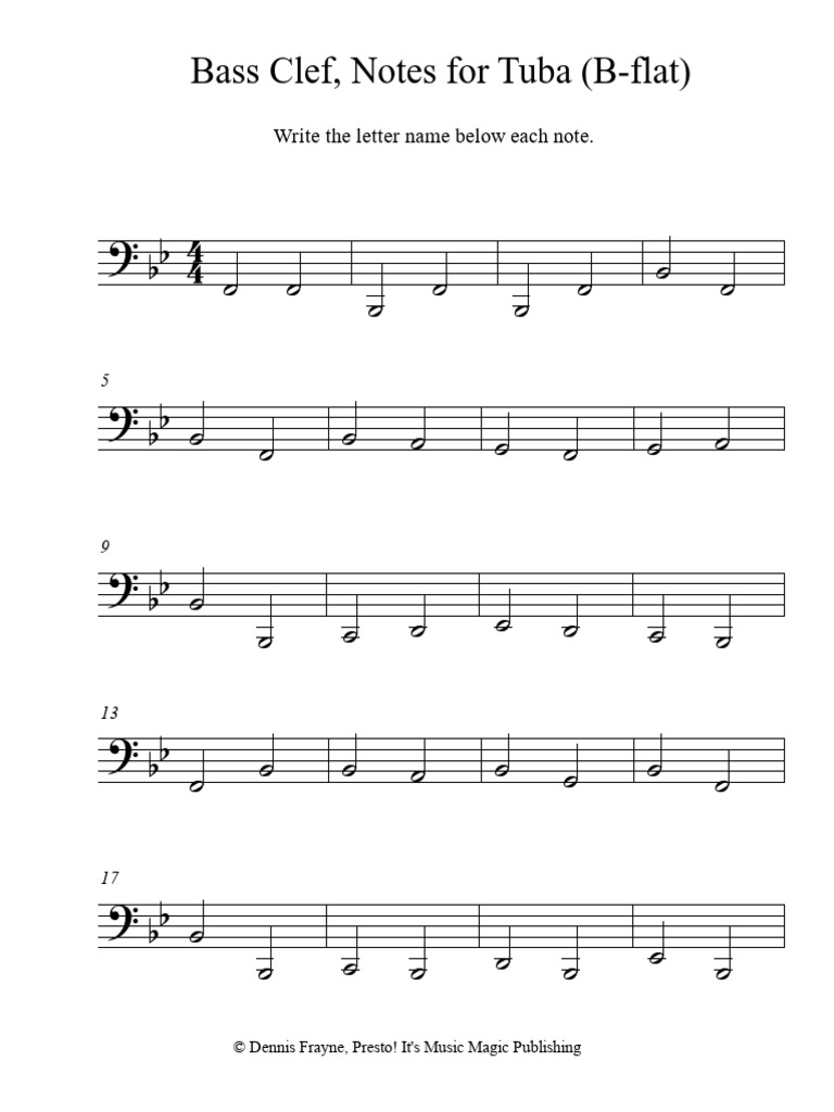 Bass Clef Note Naming Beg For Tuba | PDF