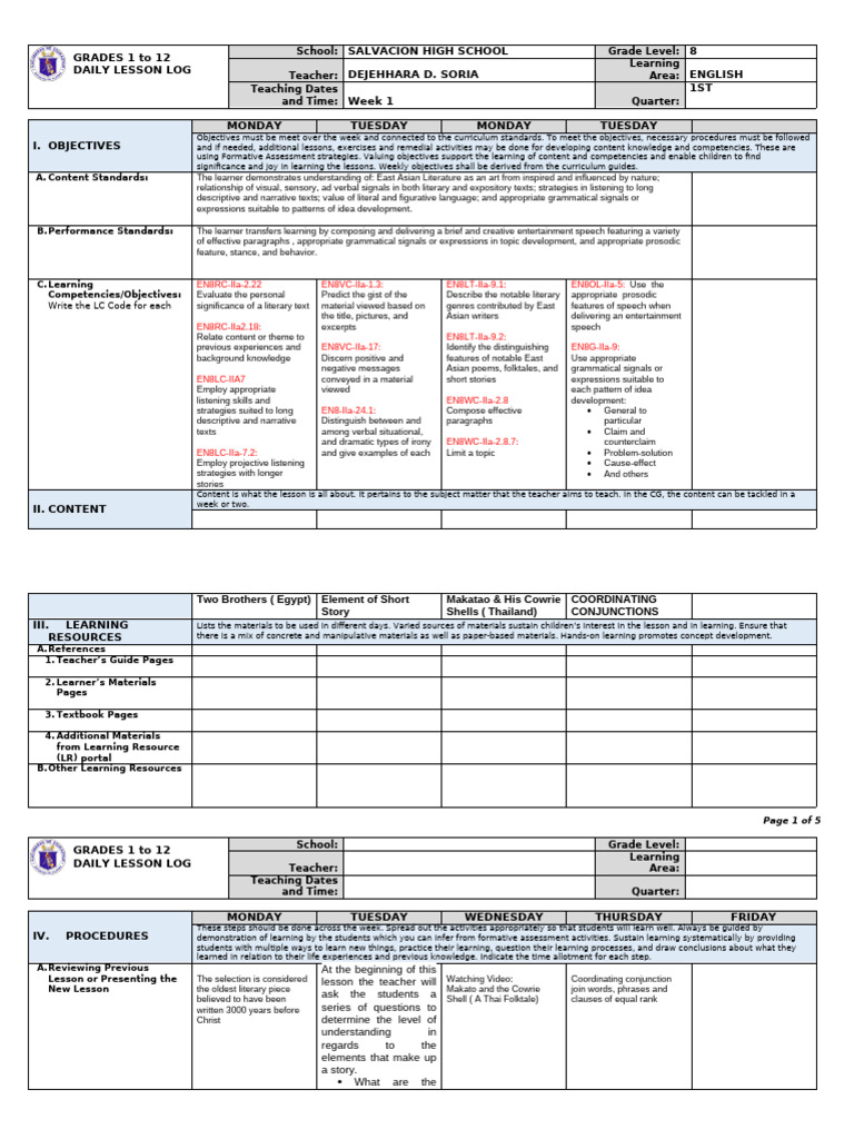 DLL-ENG8-2NDQ-1st-week Edited | PDF