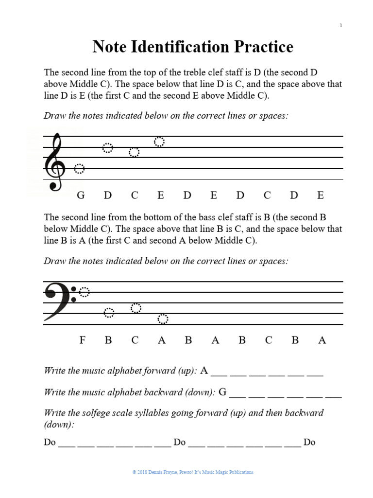 Grand Staff Note Identification Practice | PDF | Clef | Symbols