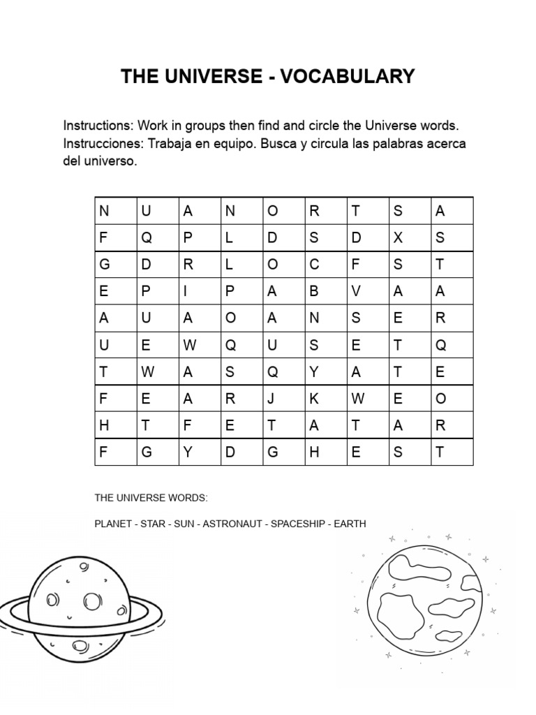 The Universe - Vocabulary | PDF | Artes del Lenguaje y Comunicación ...