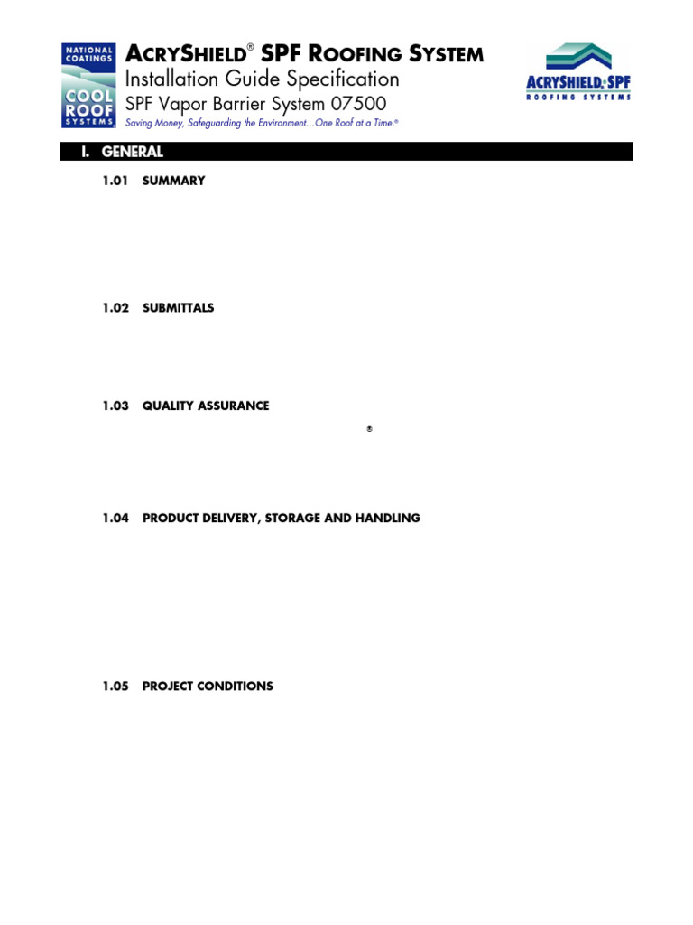 Spec AcryShield SPF Vapor Barrier | PDF