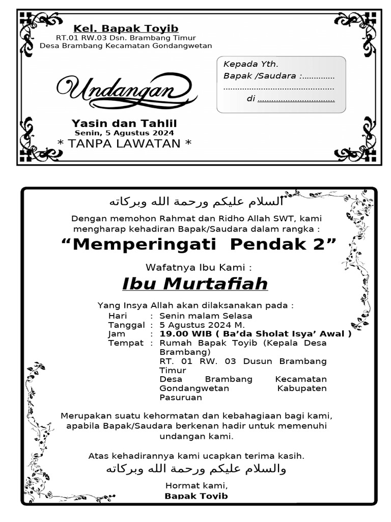 Undangan Pendak 2 | PDF