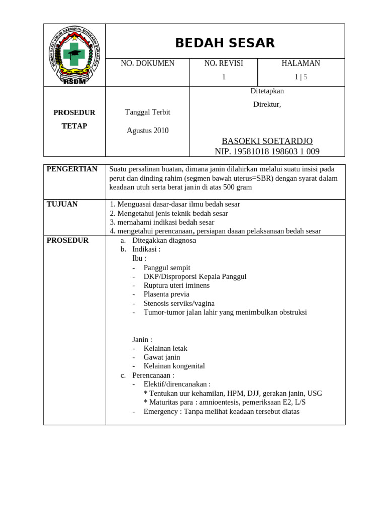 Bedah Sesar | PDF