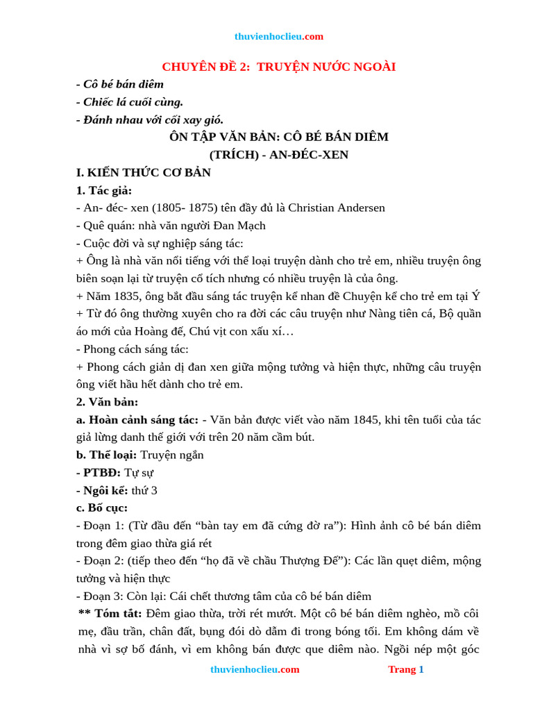 Chuyen de Truyen Nuoc Ngoai Ngu Van 8 | PDF