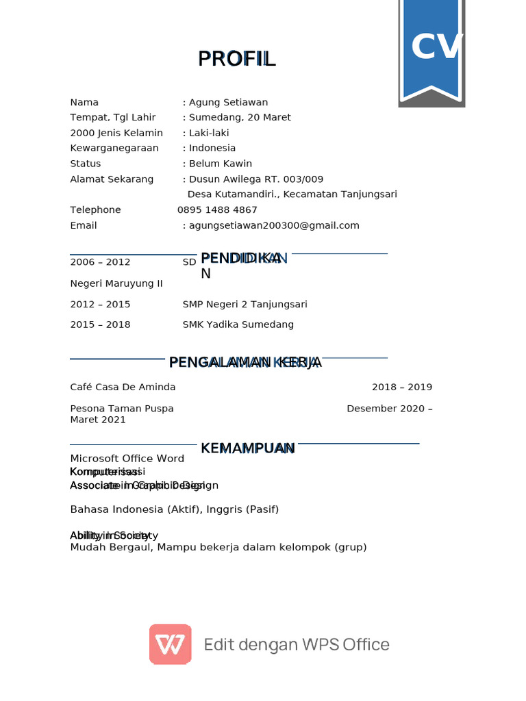 CV Agung Setiawan | PDF