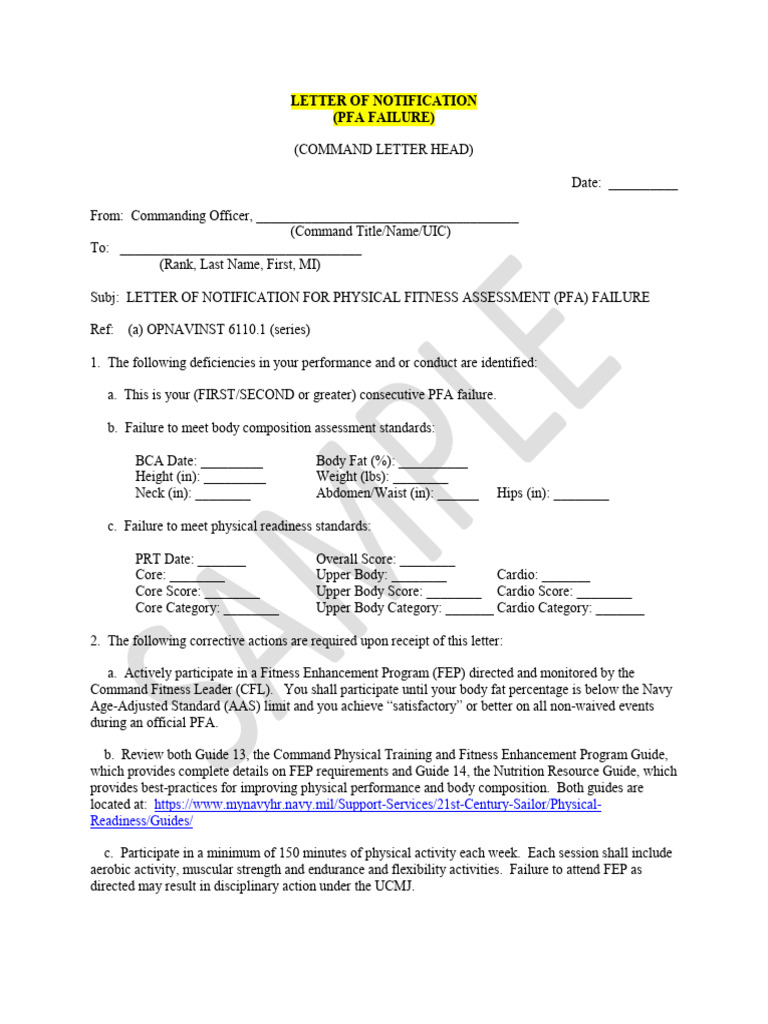 Letter of Notification (Failure-Sample) | PDF