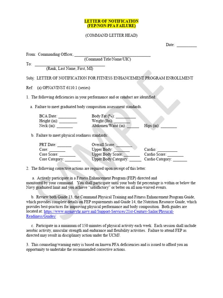Letter Of Notification Fep Sample Pdf