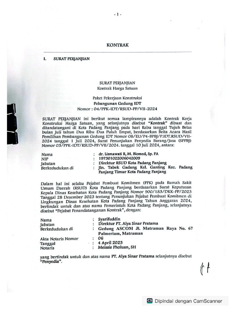 Kontrak Gedung Idt | PDF