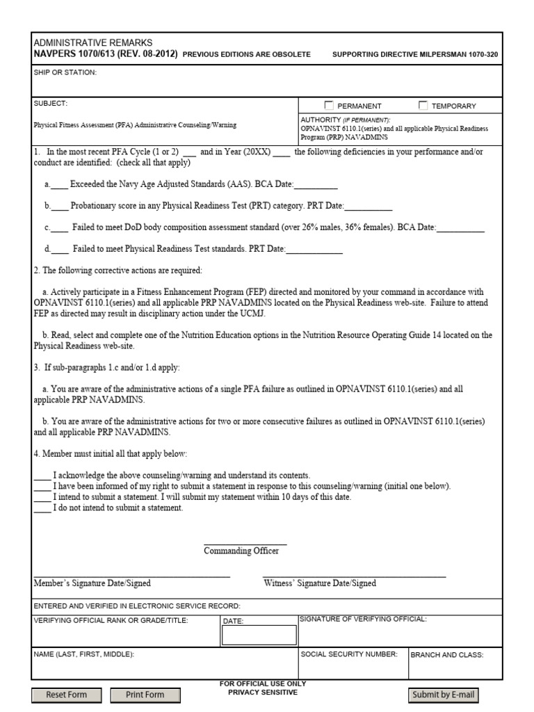 NAVPERS 1070-613 - Rev 08-2012 - PFA | PDF