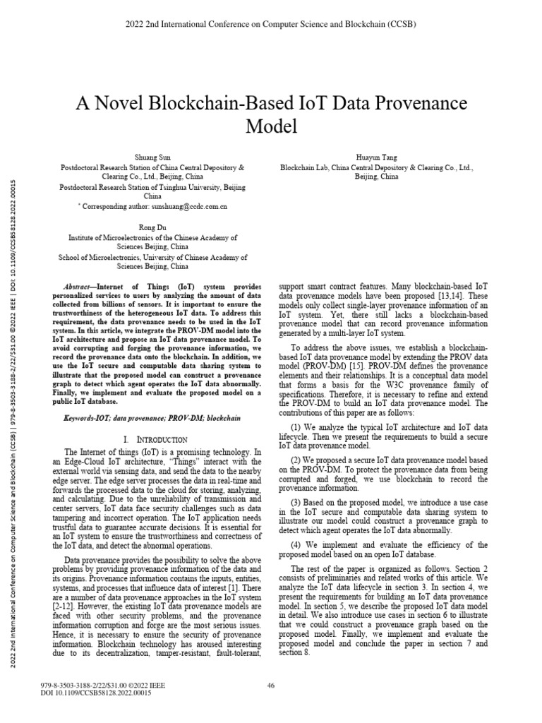 A Novel Blockchain-Based IoT Data Provenance Model | PDF | Computing | Computer Science