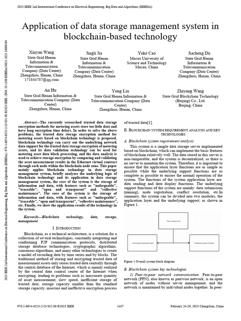Application of Data Storage Management System in Blockchain-Based Technology | PDF