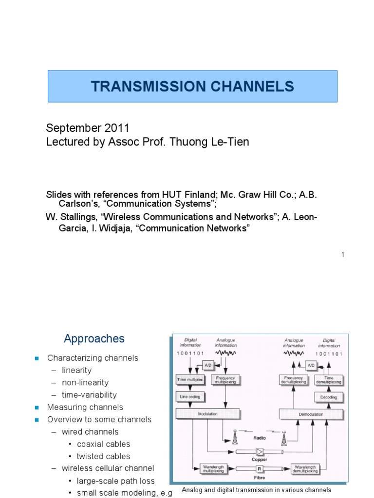 Transmission Channels: September 2011 Lectured by Assoc Prof. Thuong Le ...