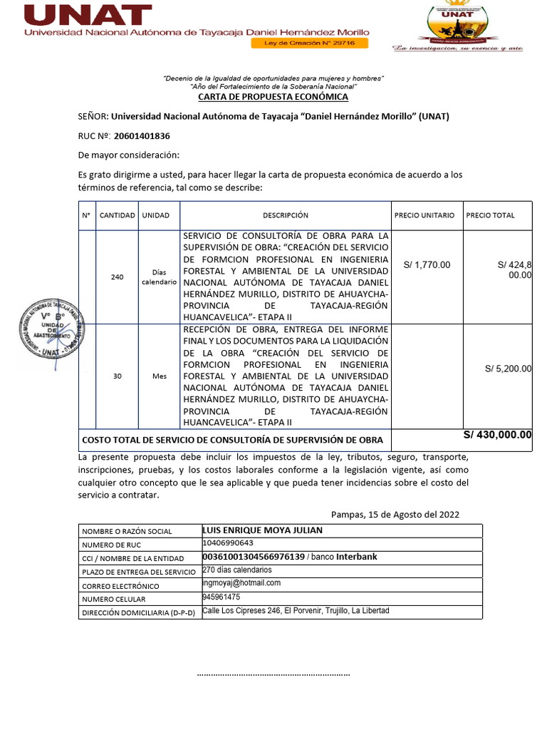 COTIZACION SUPER FORESTAL - ING. MOYApdf | PDF