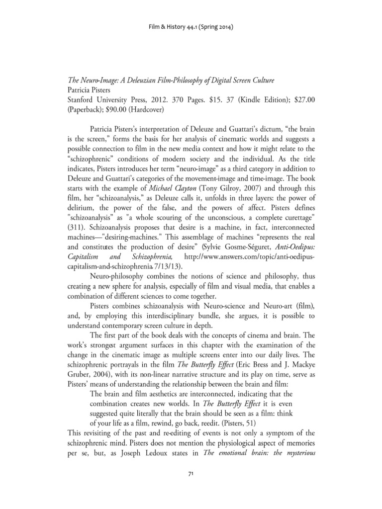 Review On The Neuro Image A Deleuzian Fi | PDF