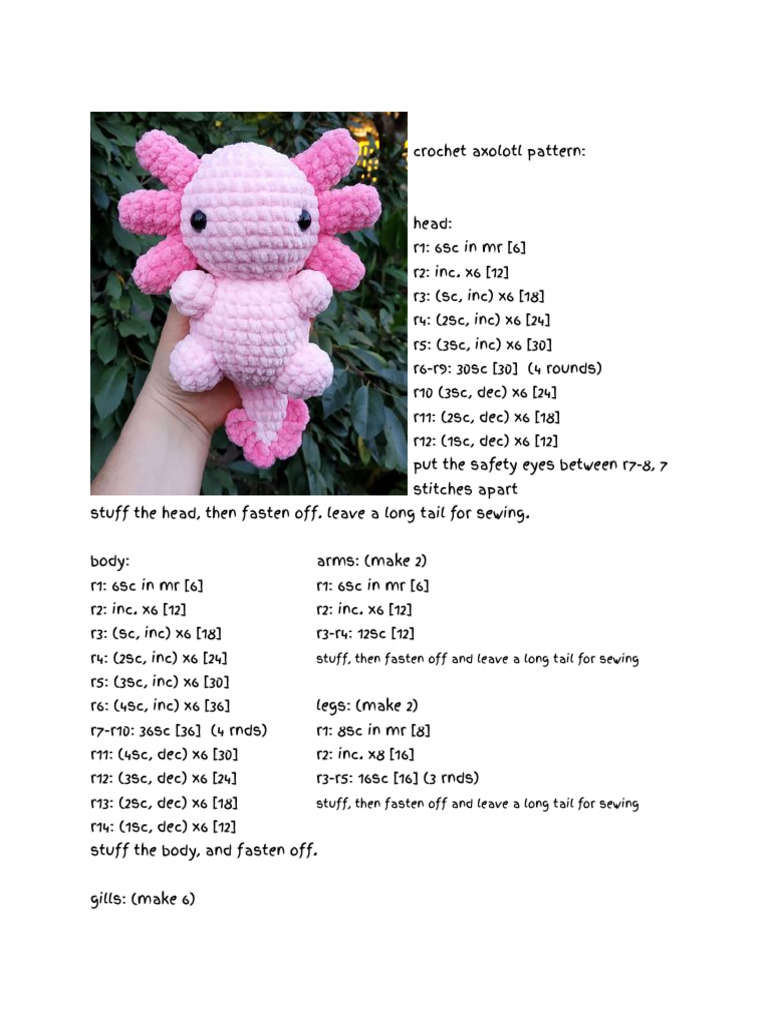 Crochet Axolotl Pattern | PDF