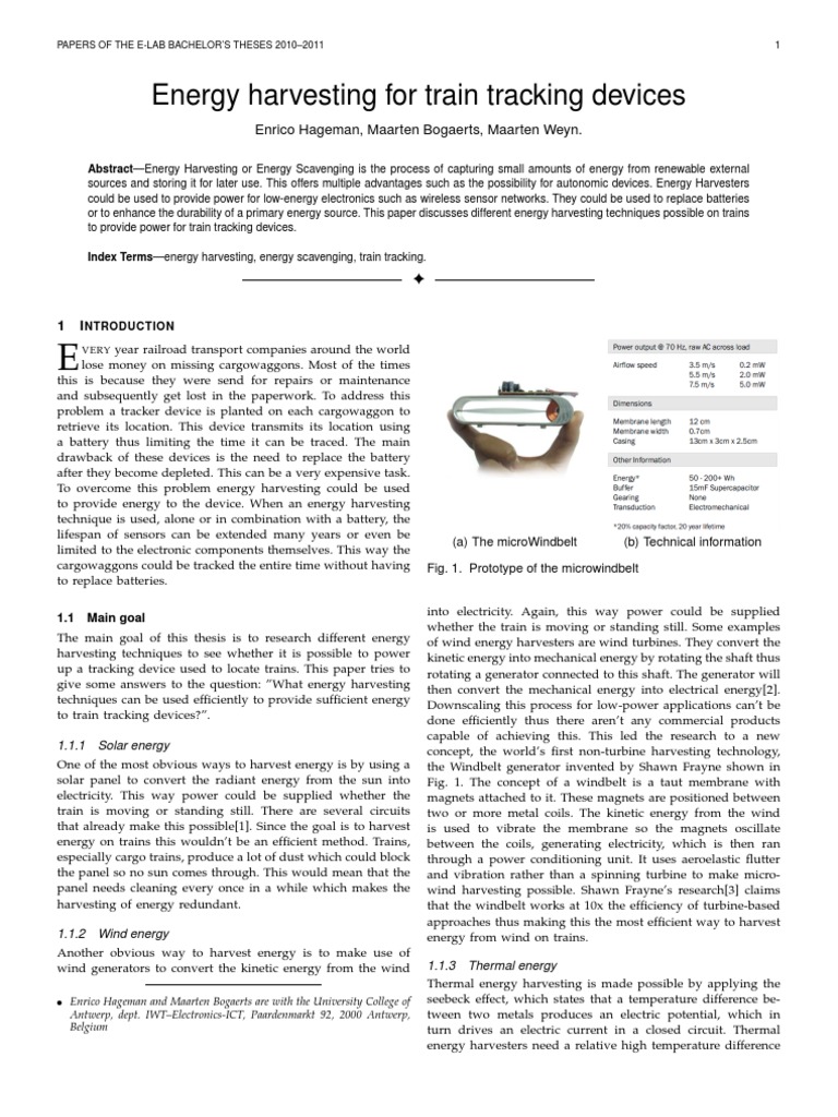 Energy Harvesting For Train Tracking Devices: Enrico Hageman, Maarten ...