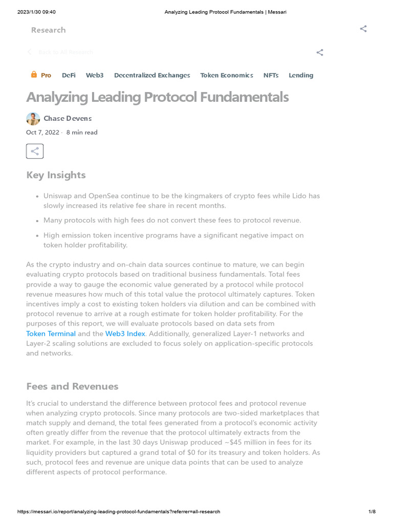 Analyzing Leading Protocol Fundamentals _ Messari | PDF