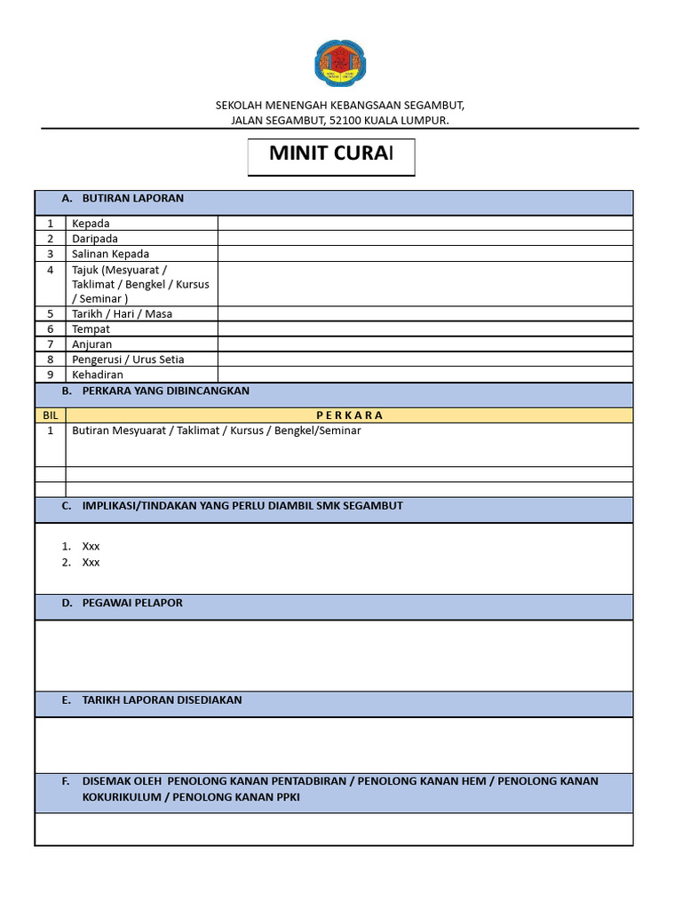 Minit Curai - Template 2024 | PDF