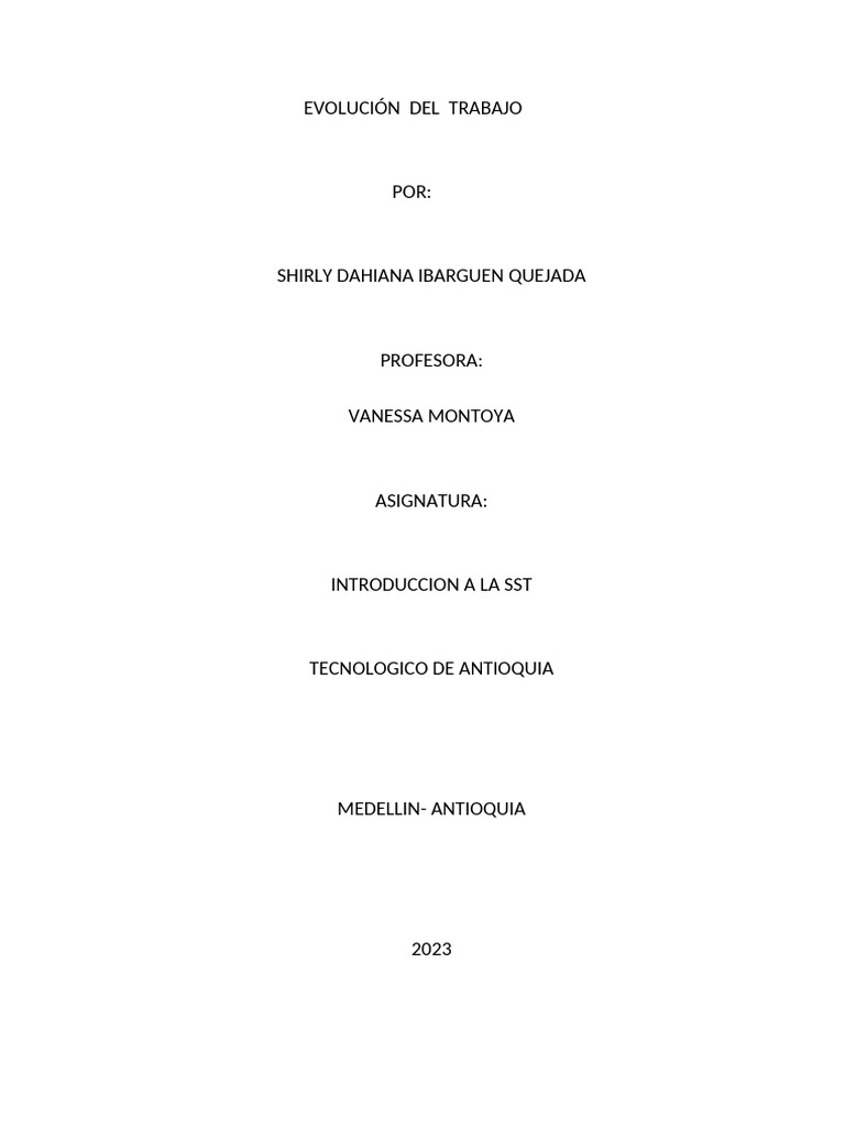 EVOLUCIÓN DEL TRABAJO Taller 1 | PDF EVOLUCIÓN DEL TRABAJO Taller 1 | PDF