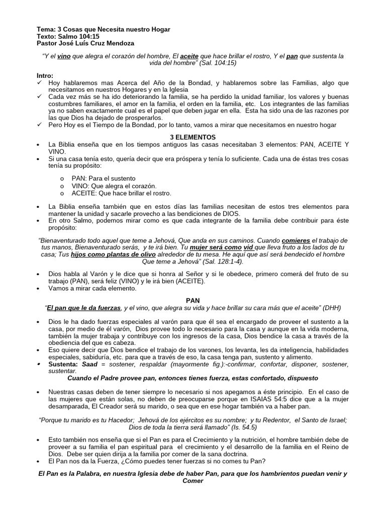 3 Cosas Que Necesita Nuestro Hogar | PDF | Dios