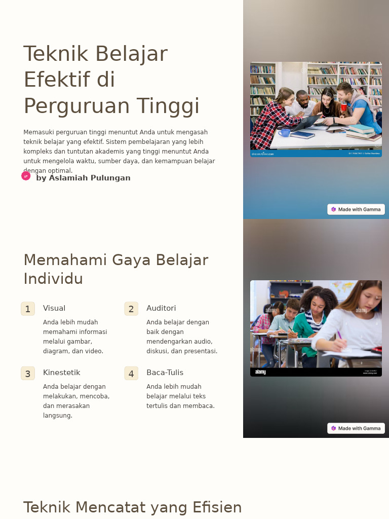 Teknik Belajar Efektif Di Perguruan Tinggi | PDF