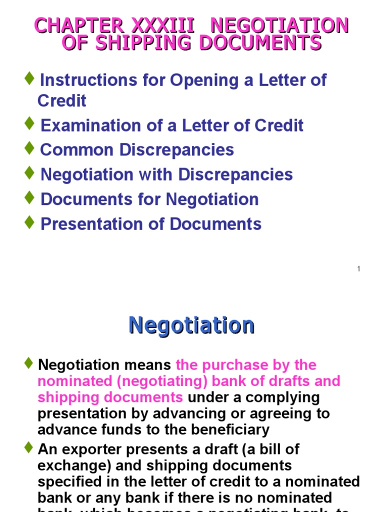 Chapter Xxxiii Negotiation of Shipping Documents | PDF | Finance ...