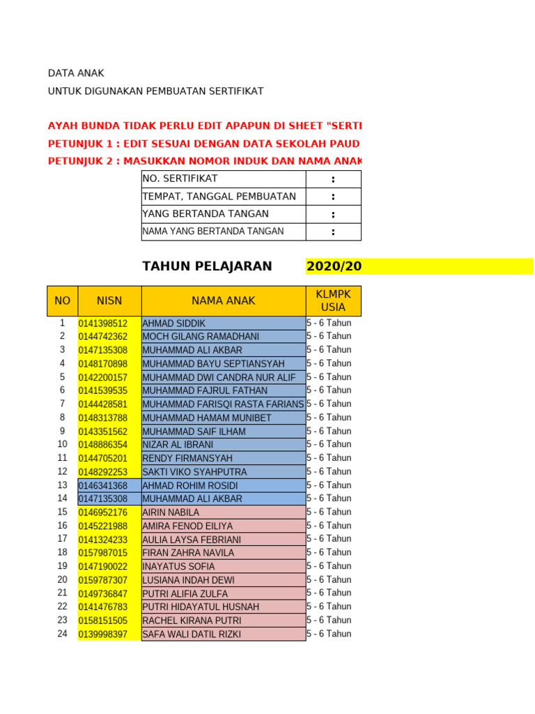 Aplikasi Ijazah Paud TK KB Tpa Mail Merge | PDF