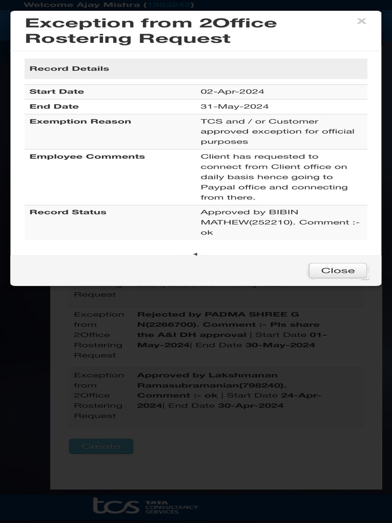 Exception From 2office Rostering | PDF