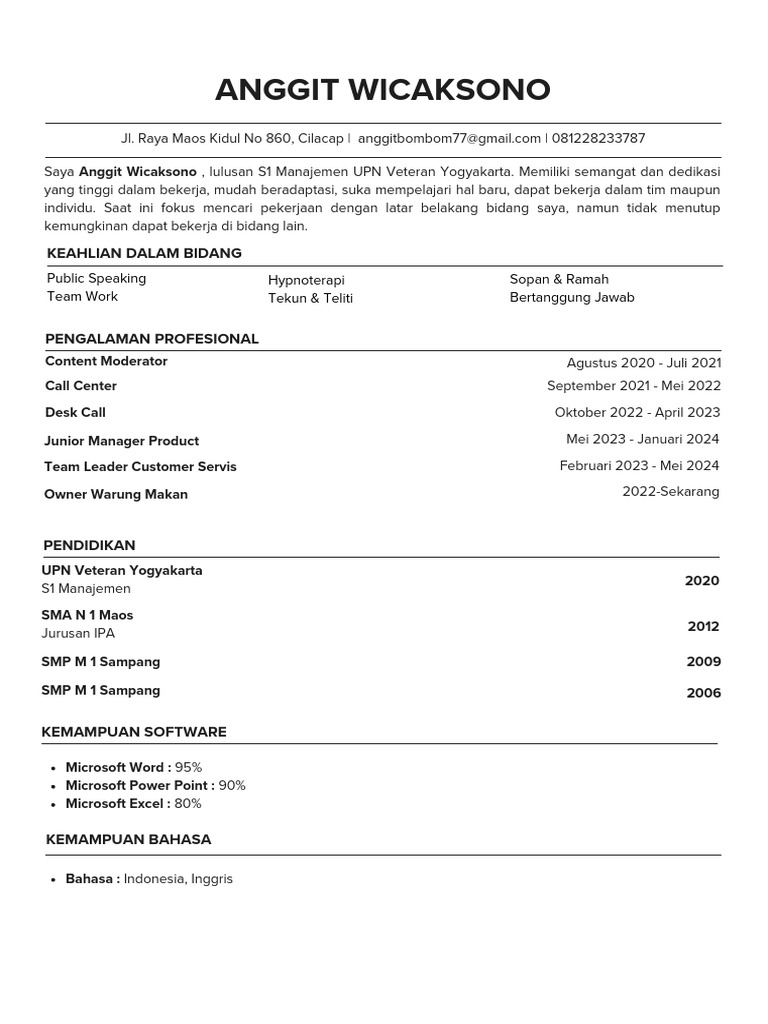 CV - Anggit Wicaksono | PDF