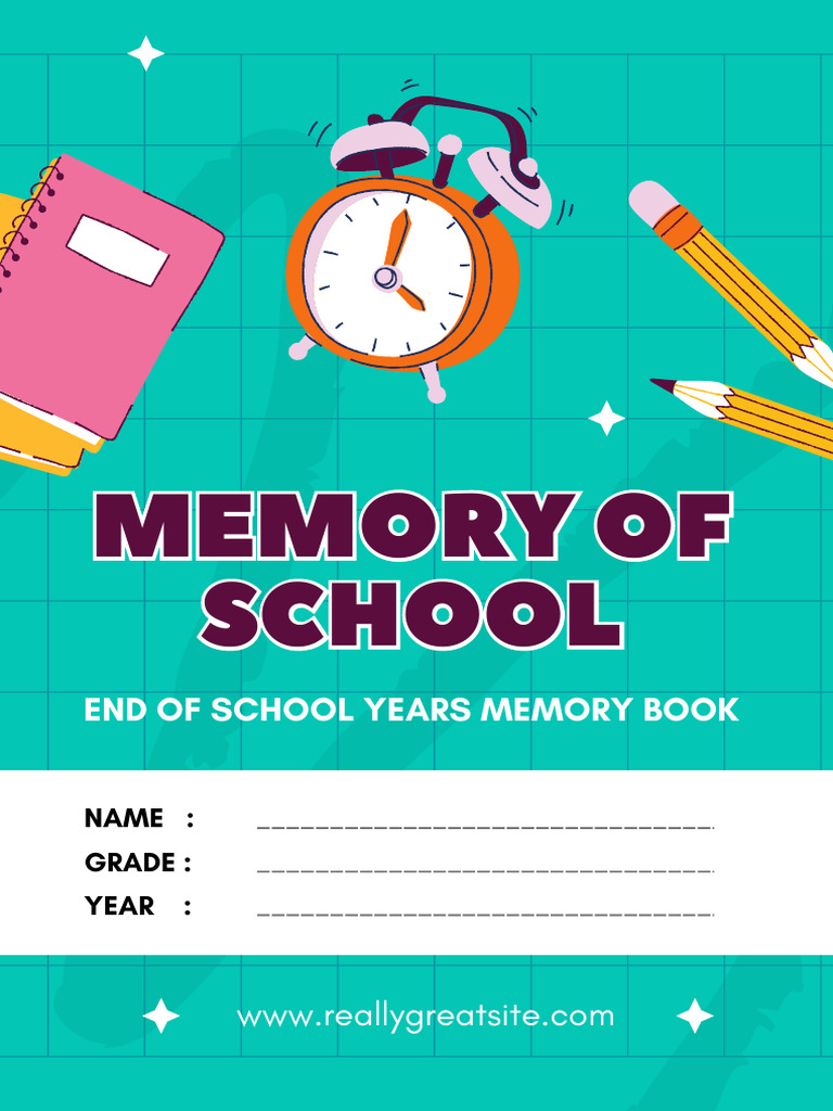 Blue and White Creative Doodle School Memory Booklet | PDF