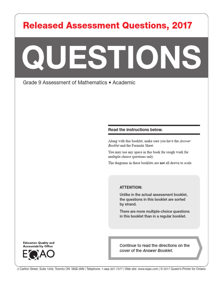 Eqao Question Booklet 2017 | PDF