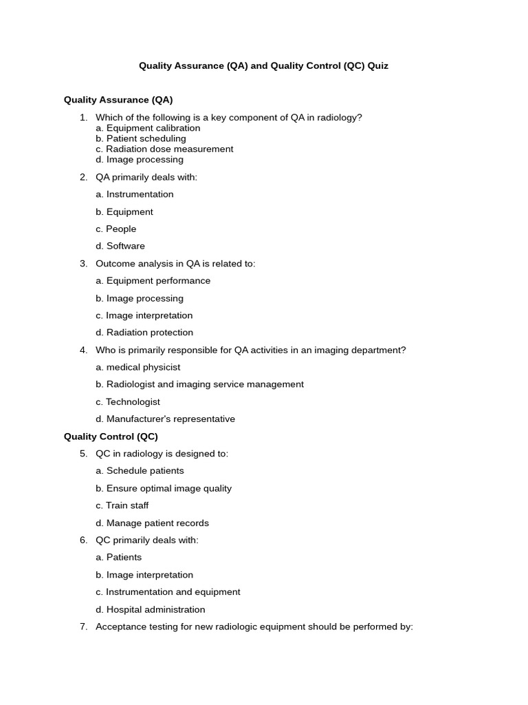 Quality Assurance and Quality Control | PDF
