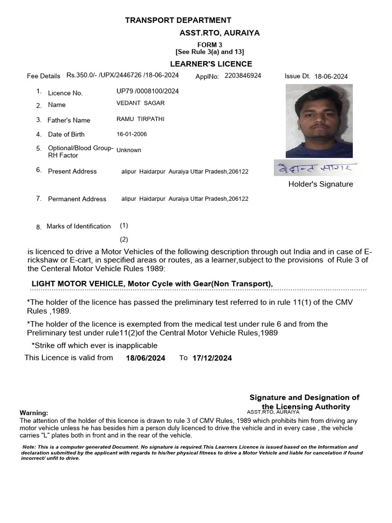 Learning Driving Licence | PDF