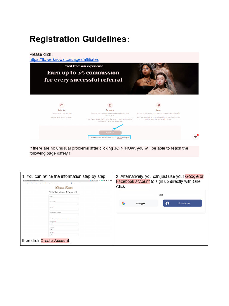 Flower Knows Official Affiliate & Commission Guideline | PDF