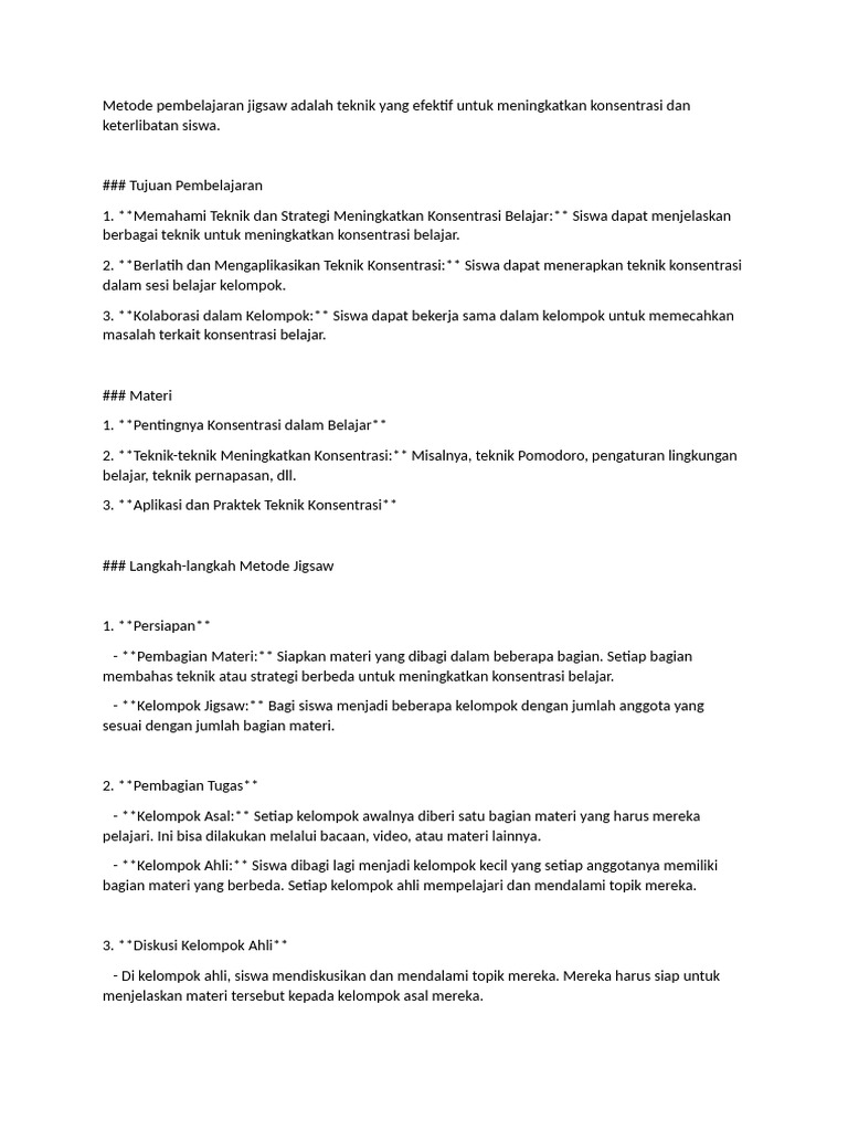 Metode Pembelajaran Jigsaw Adalah Teknik Yang Efektif Untuk ...