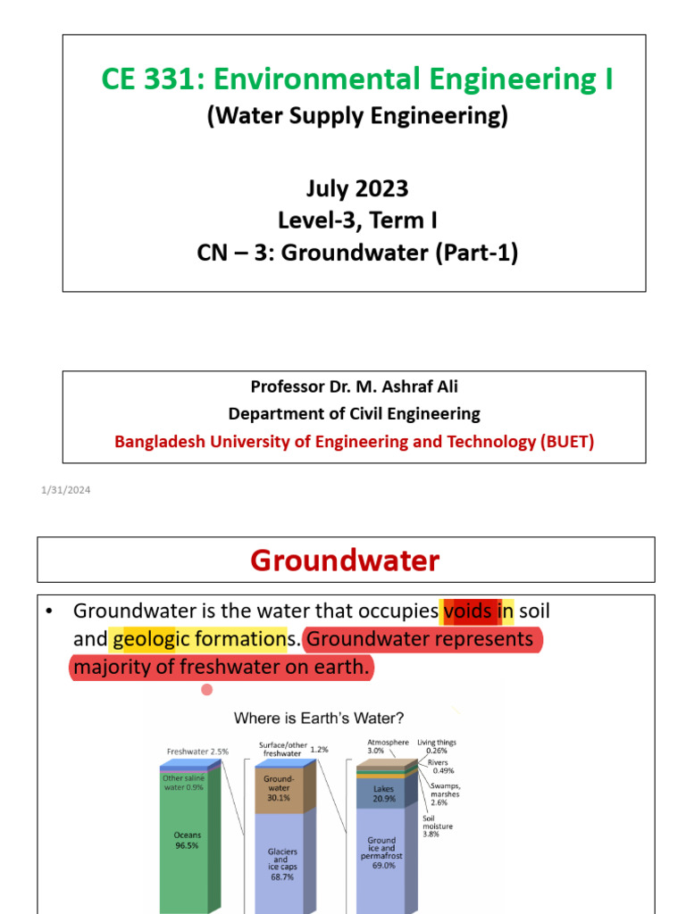 3-CE 331-CN-3-Groundwater-Part-1 | PDF