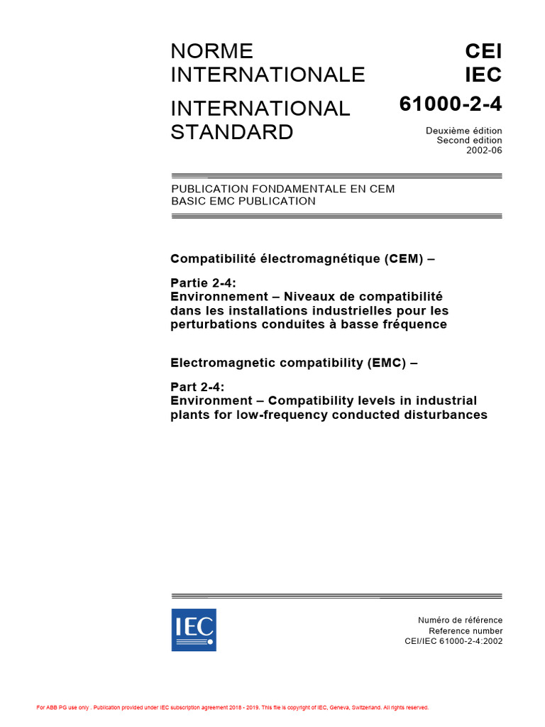 Iec61000 2 4 (Ed2.0) B | PDF