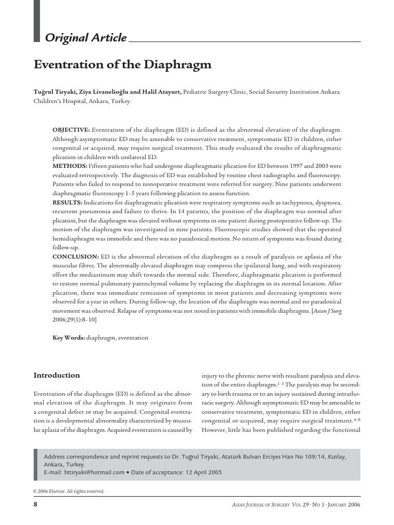 Eventration of The Diaphragm | PDF | Lung | Clinical Medicine