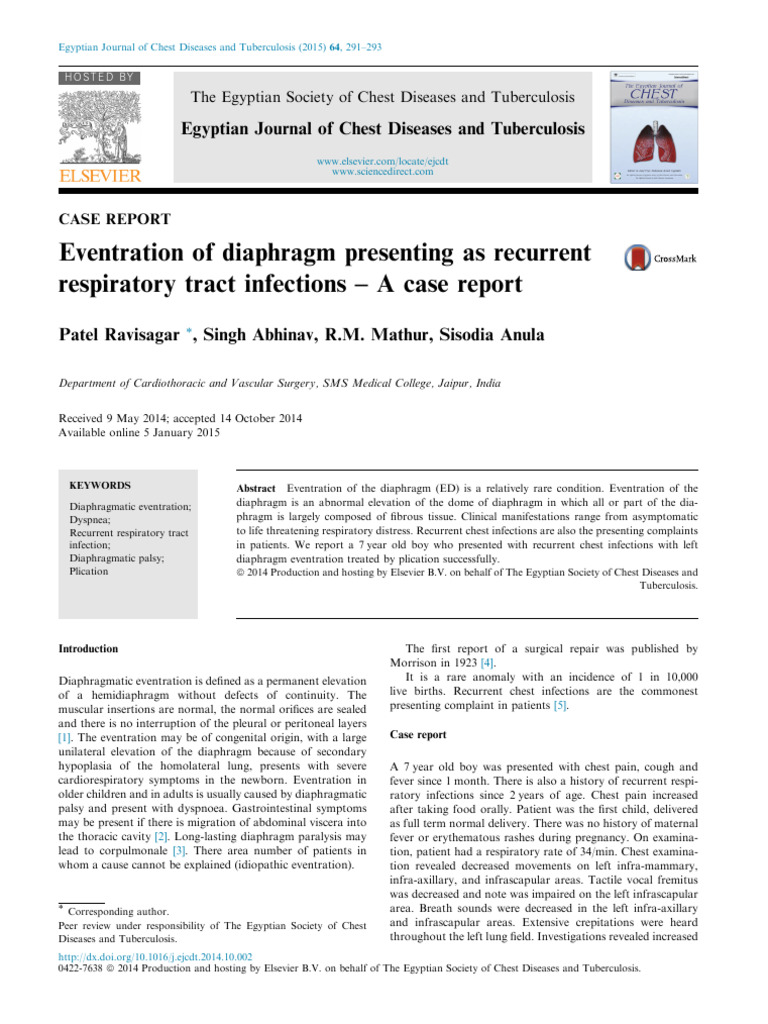 Eventration of Diaphragm Presenting As Recurrent Respiratory Tract ...