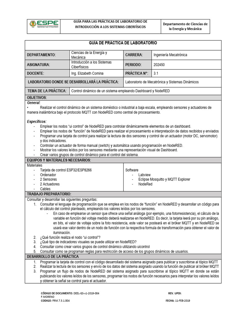3.1 Guía Laboratorio CPS - Control Dinamico | PDF